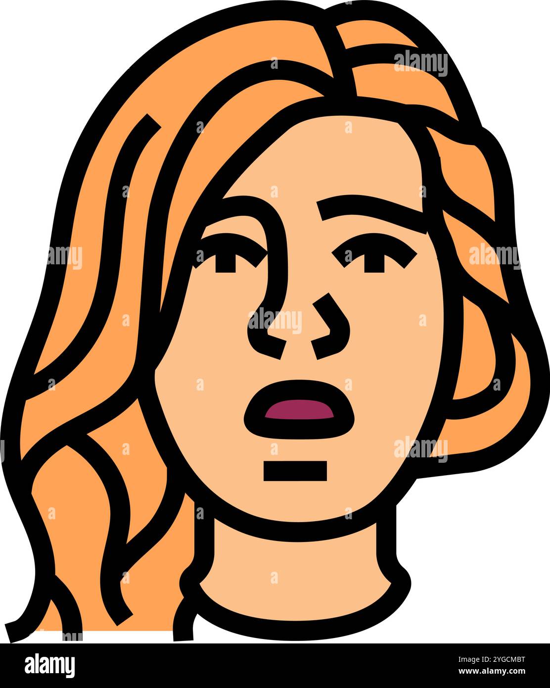 worry woman expression color icon vector illustration Stock Vector ...