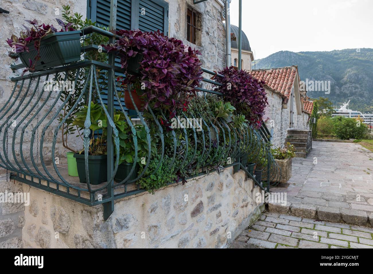 Metal decorative handrail on a medieval stone house Stock Photo - Alamy