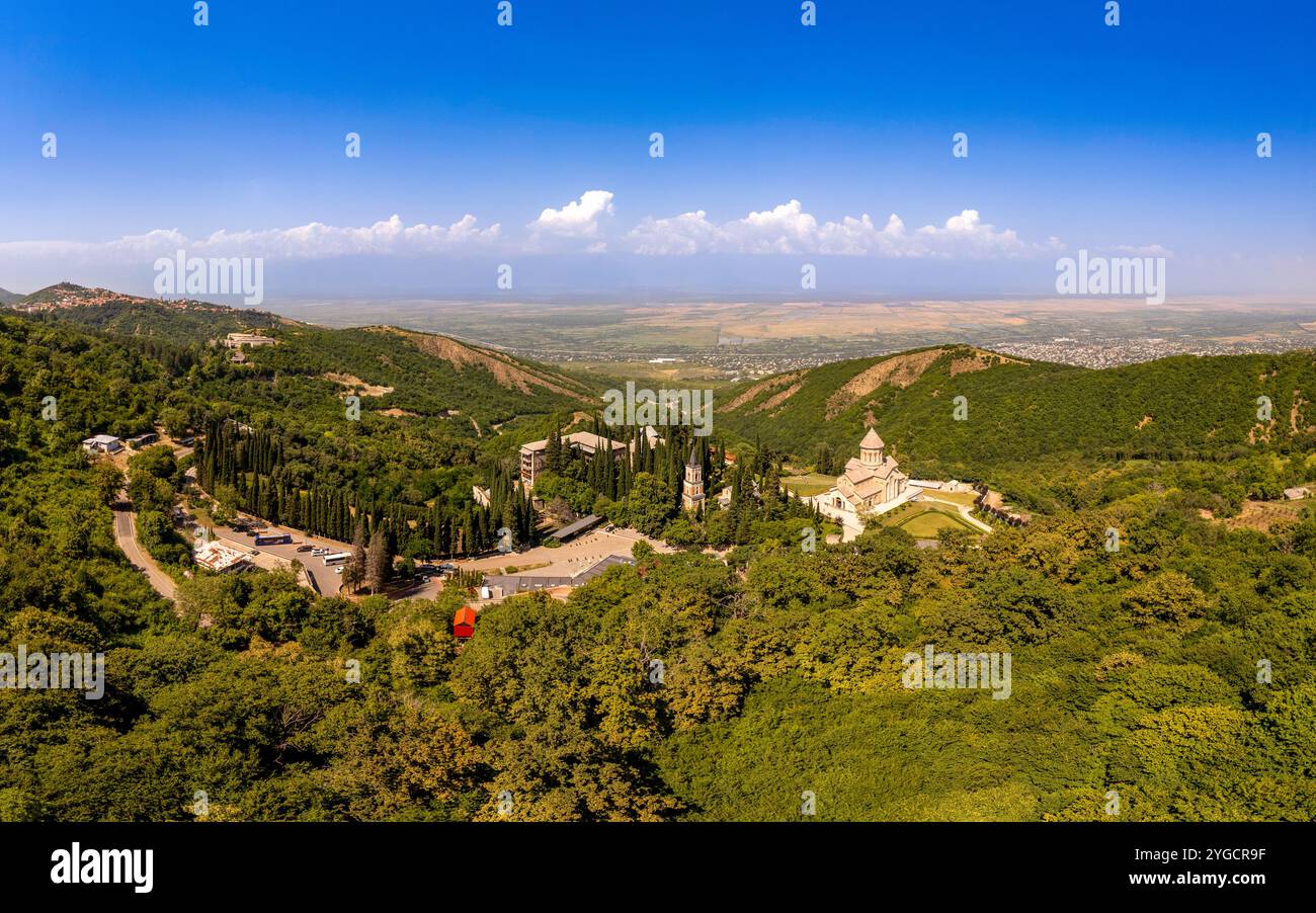 Aerial top view of the Bodbe Monastery architectural complex of St ...