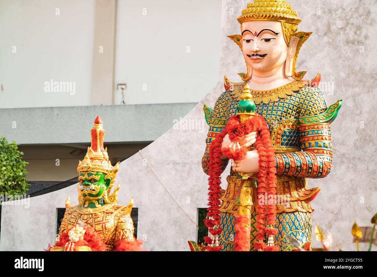 Majestic statue of Thao Wessuwan, the Asian deity of wealth and ...