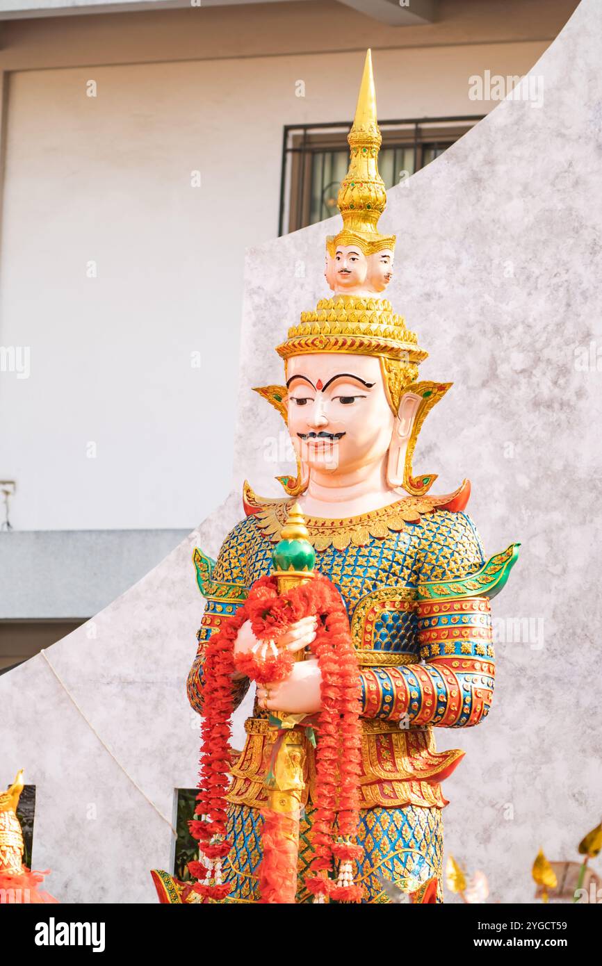 Majestic statue of Thao Wessuwan, the Asian deity of wealth and ...