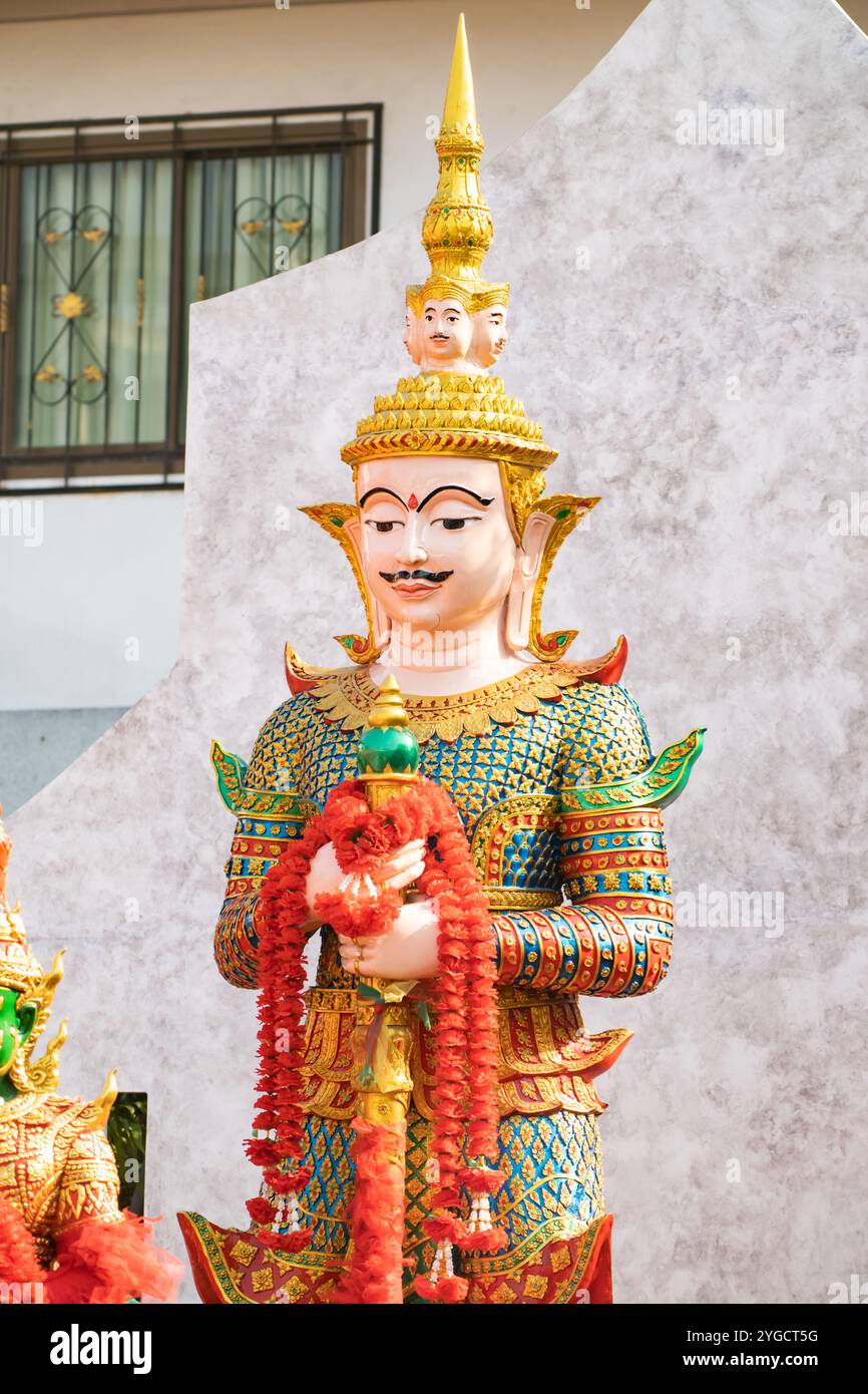 Majestic statue of Thao Wessuwan, the Asian deity of wealth and ...