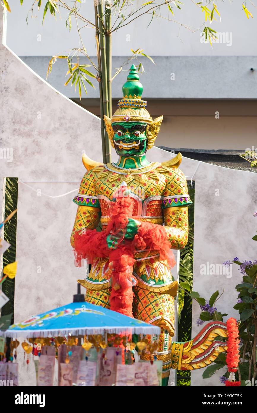 Majestic statue of Thao Wessuwan, the Asian deity of wealth and ...