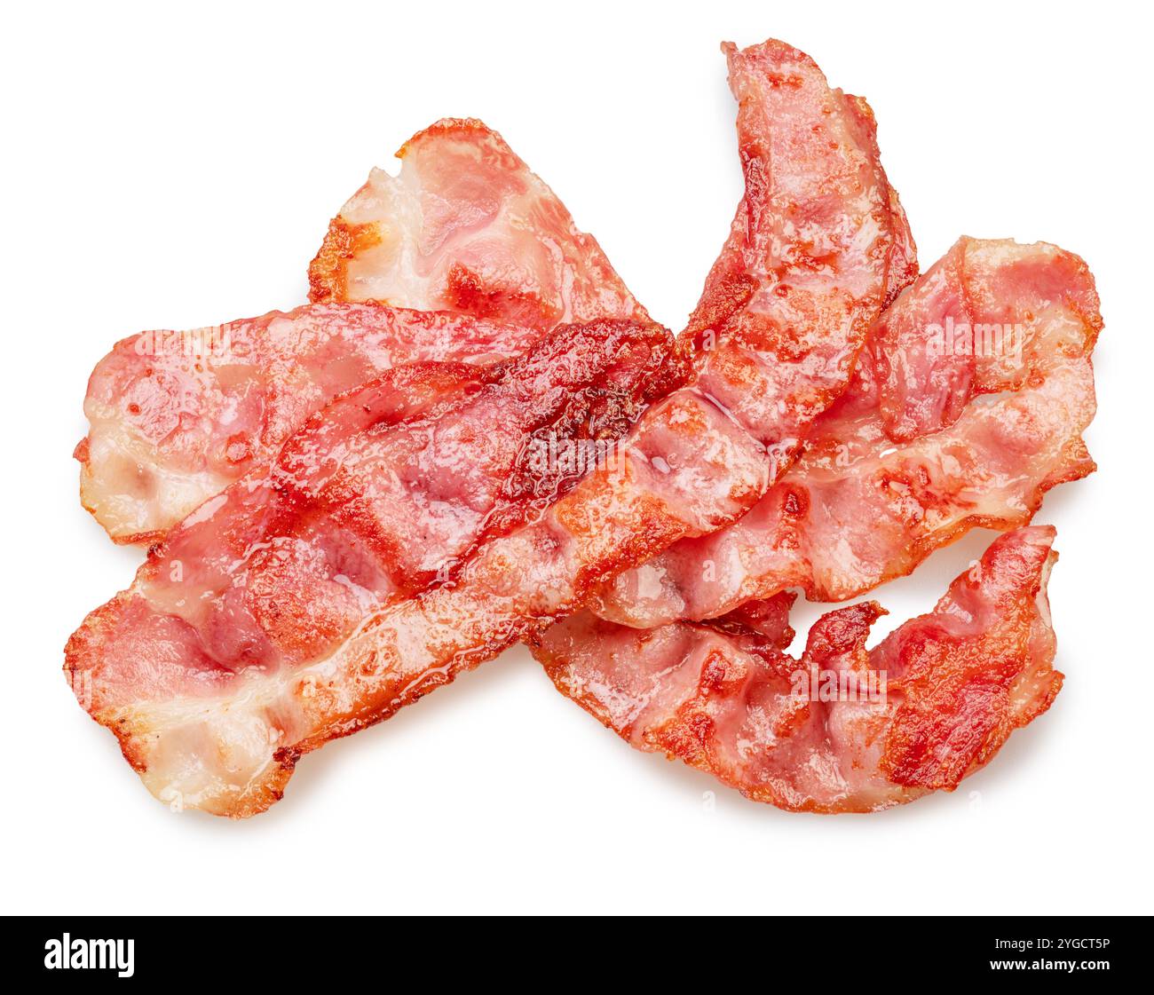 Grilled bacon slices on white background. File contains clipping path ...