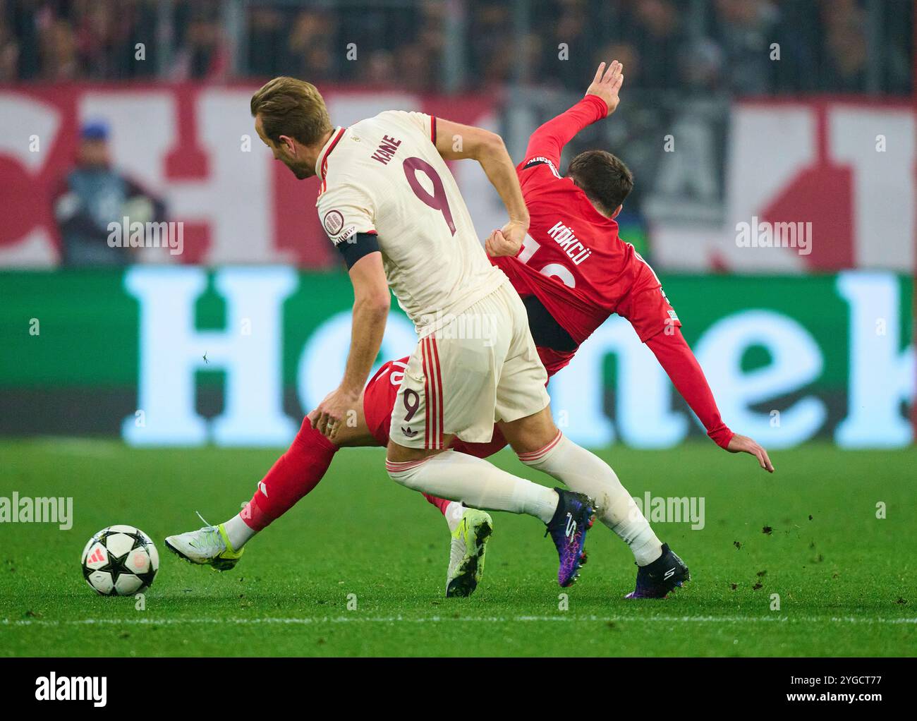 Munich, Germany. 06th Nov, 2024. Harry Kane, FCB 9 compete for the ball ...