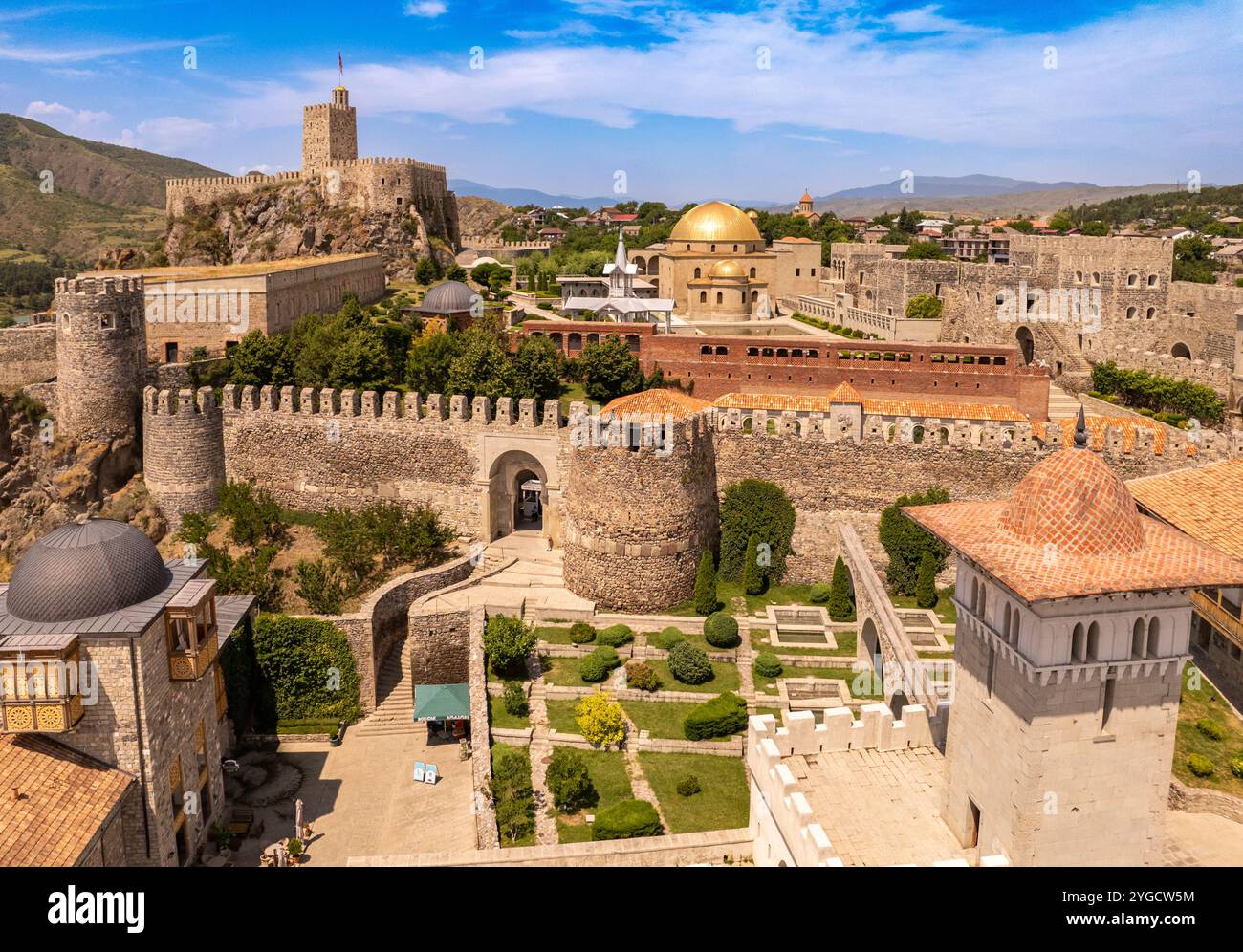 Aerial view of medieval castle complex Rabati in Akhaltsikhe. Restored ...