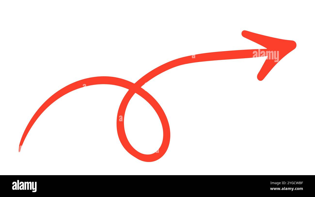 Scribble Curved Arrow Sign Hand Drawn Vector Mark Stock Vector Image ...