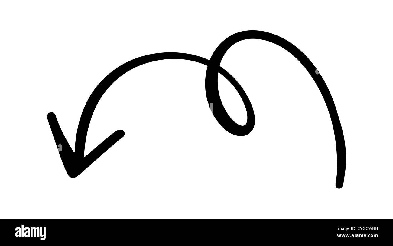 Scribble Curved Arrow Sign Hand Drawn Vector Mark Stock Vector Image ...