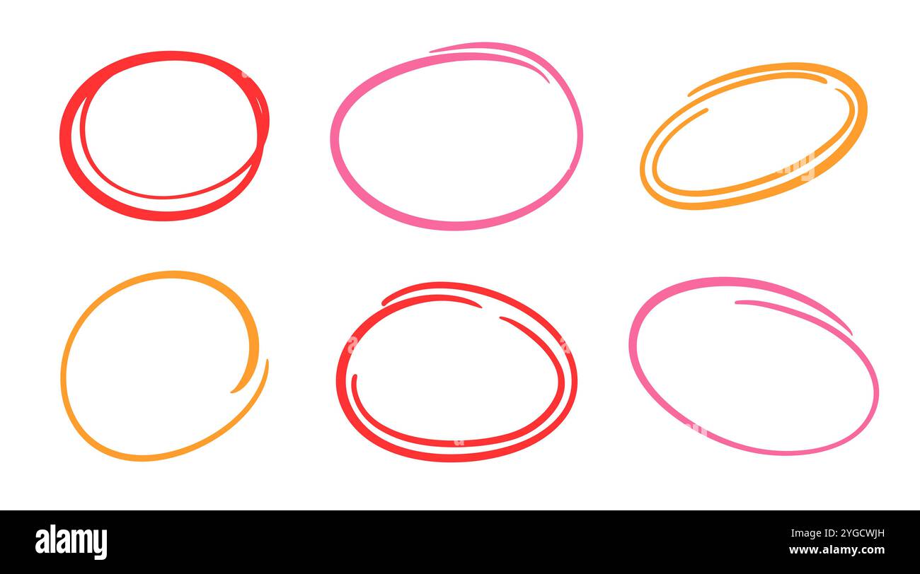 Hand drawn Circles, Ellipses Ovals Highlights Set Stock Vector Image ...