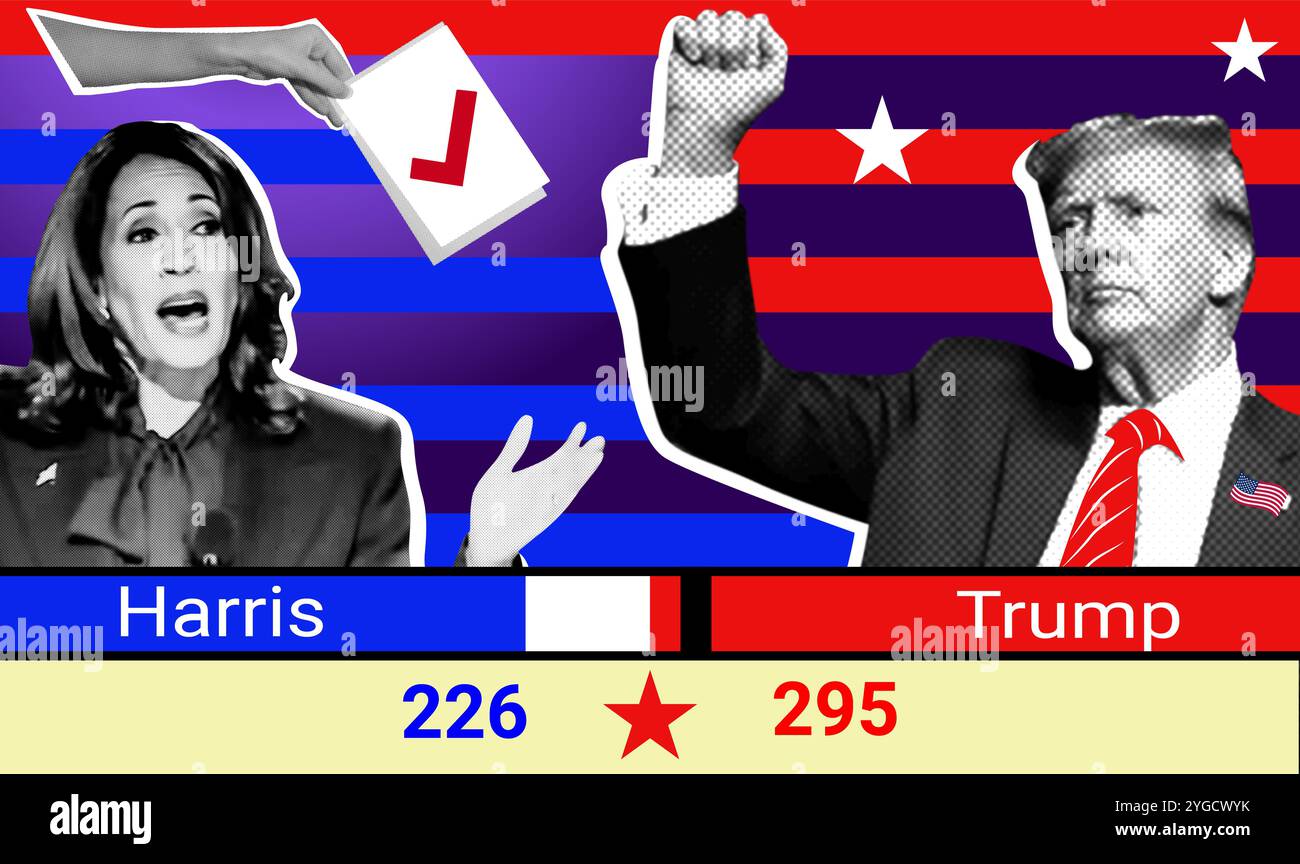 Donald Trump and Kamala Harris. Collage illustrative photography for ...