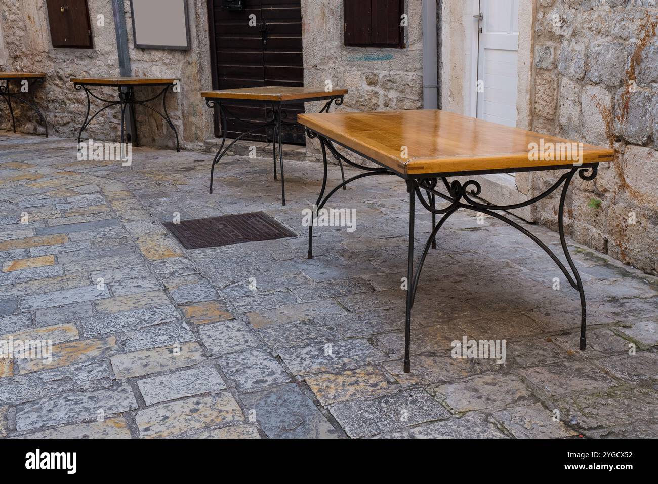 Metal decorative handrail on a medieval stone house Stock Photo - Alamy