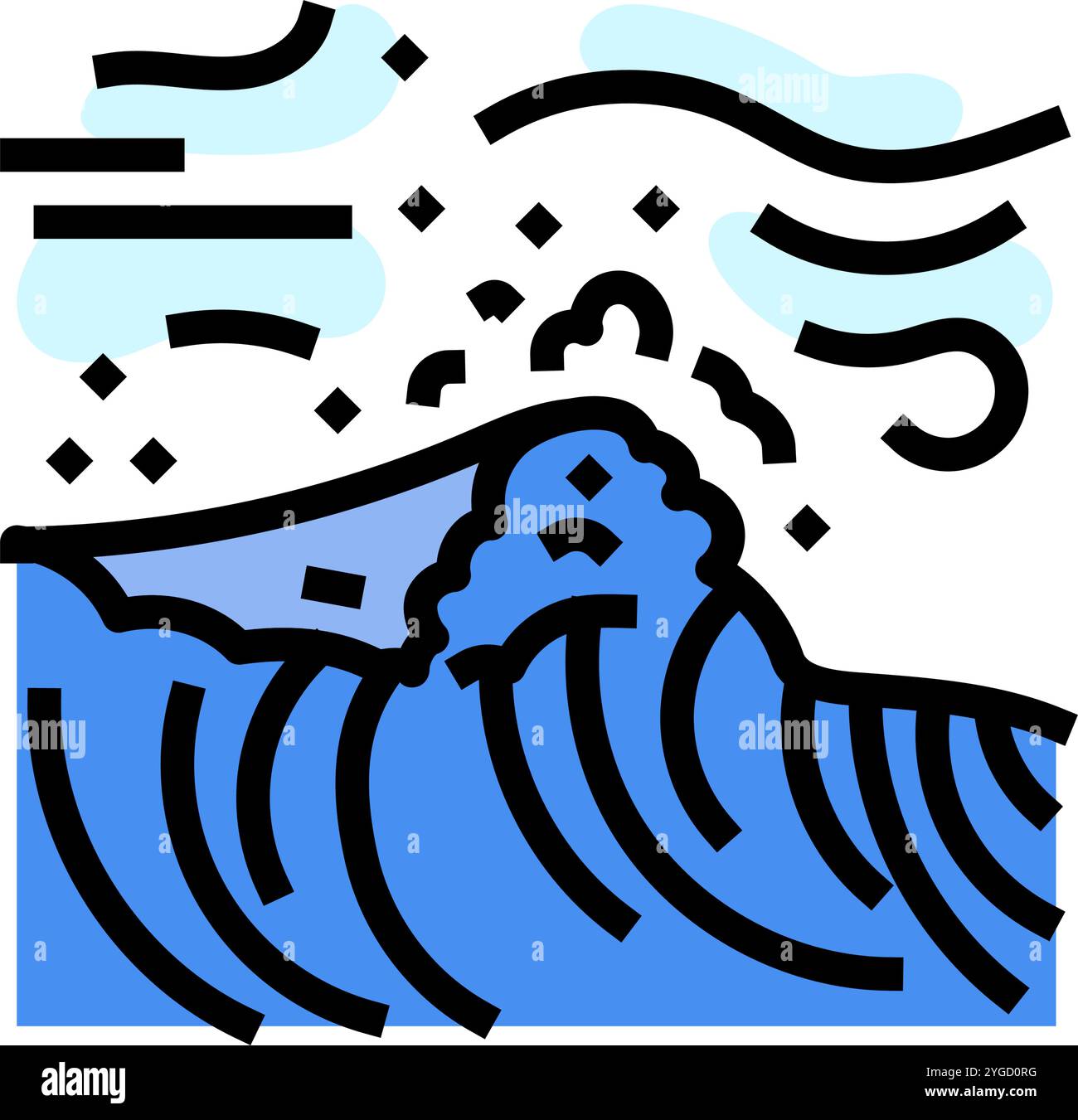 high waves hurricane disaster color icon vector illustration Stock ...