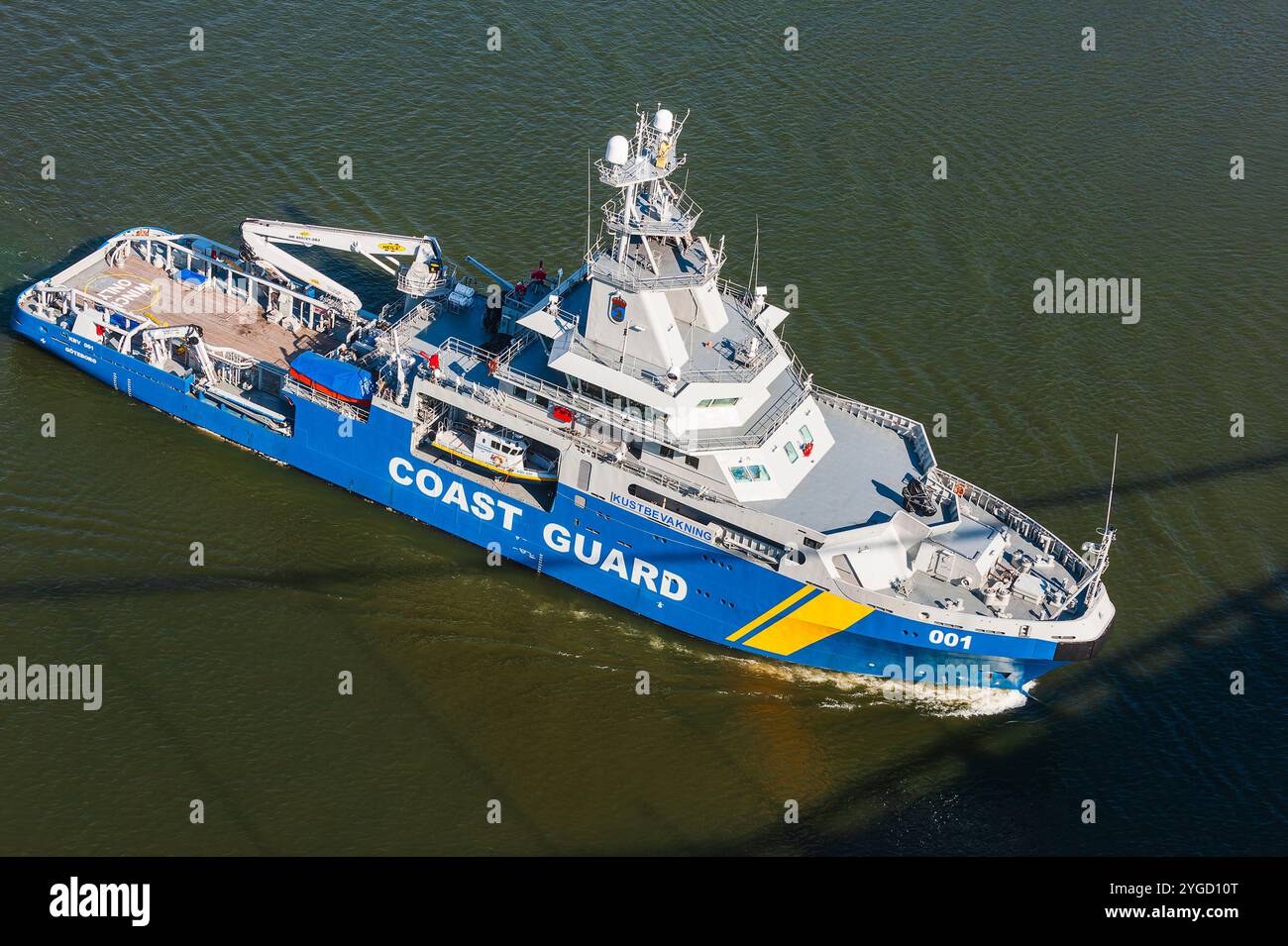 A Coast Guard vessel navigates the waters off Gothenburg, Sweden ...