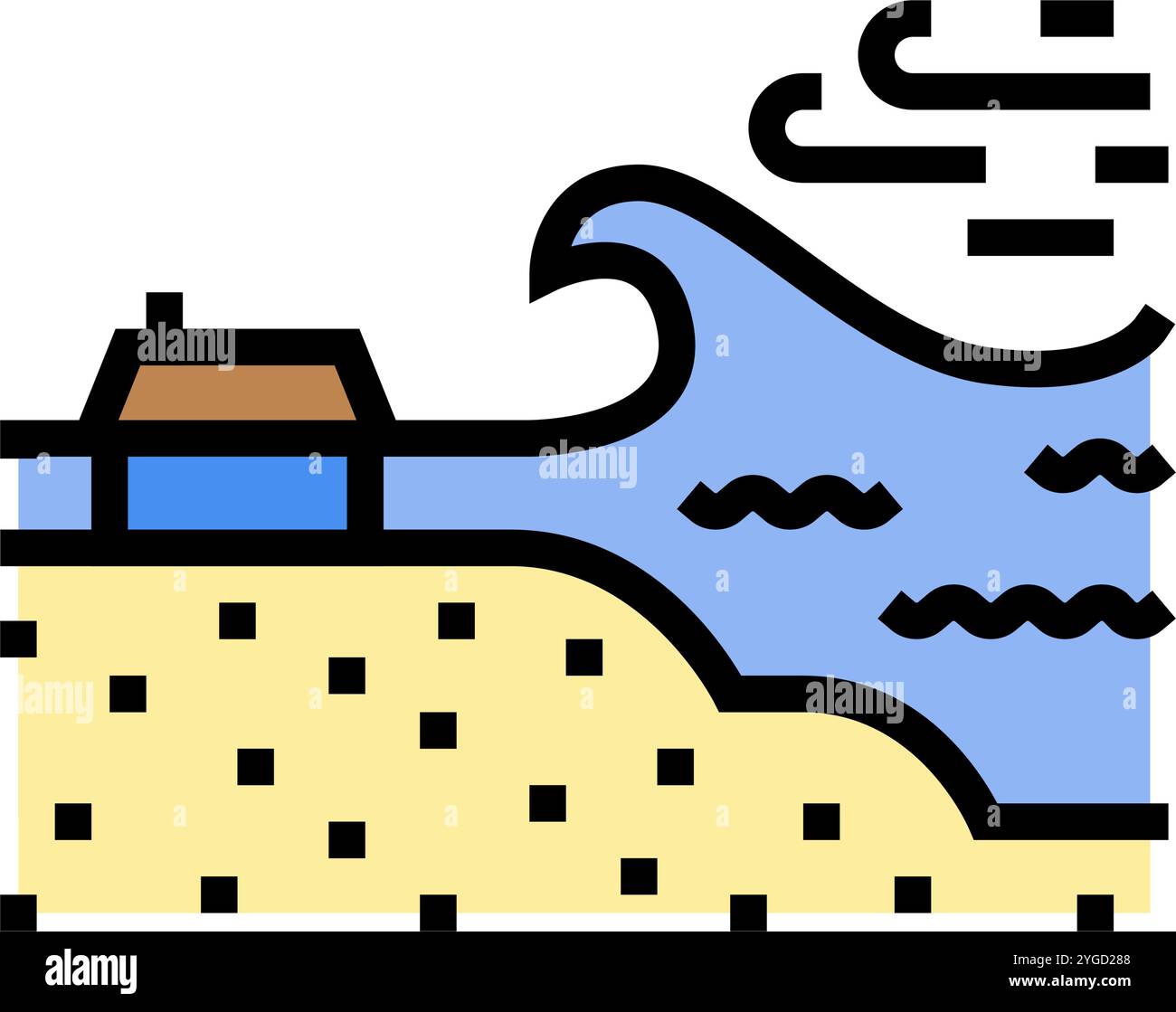 storm surge flooding hurricane disaster color icon vector illustration ...