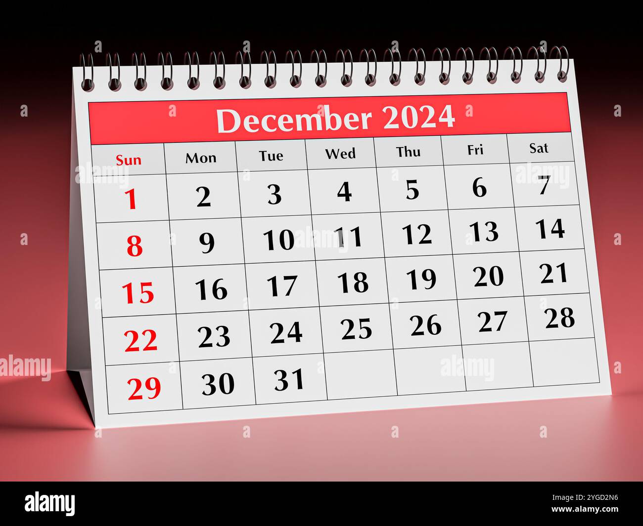 December 2024 calendar. One page of annual business desk monthly ...