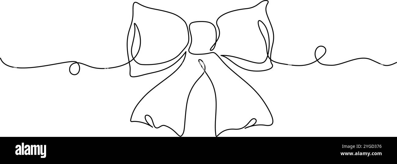 Bow tie one continuous line drawing abstract black and white minimal ...