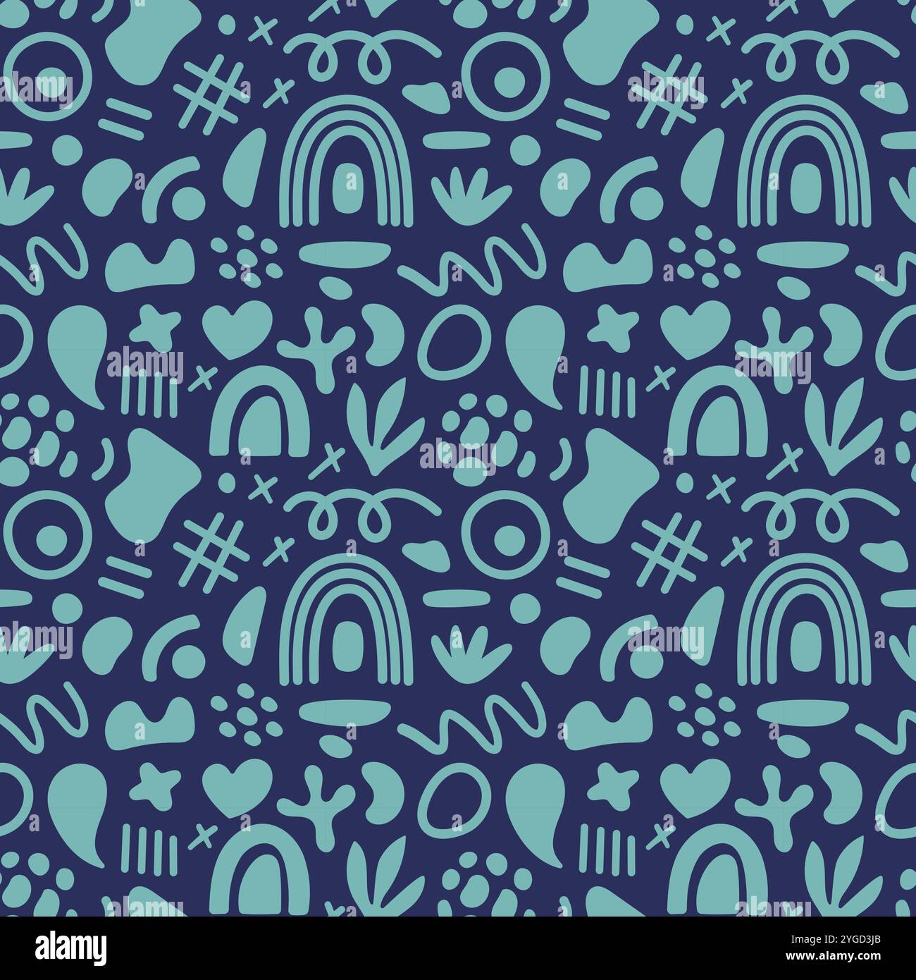 Abstract geometric shapes seamless pattern. Vector Hand drawn various ...