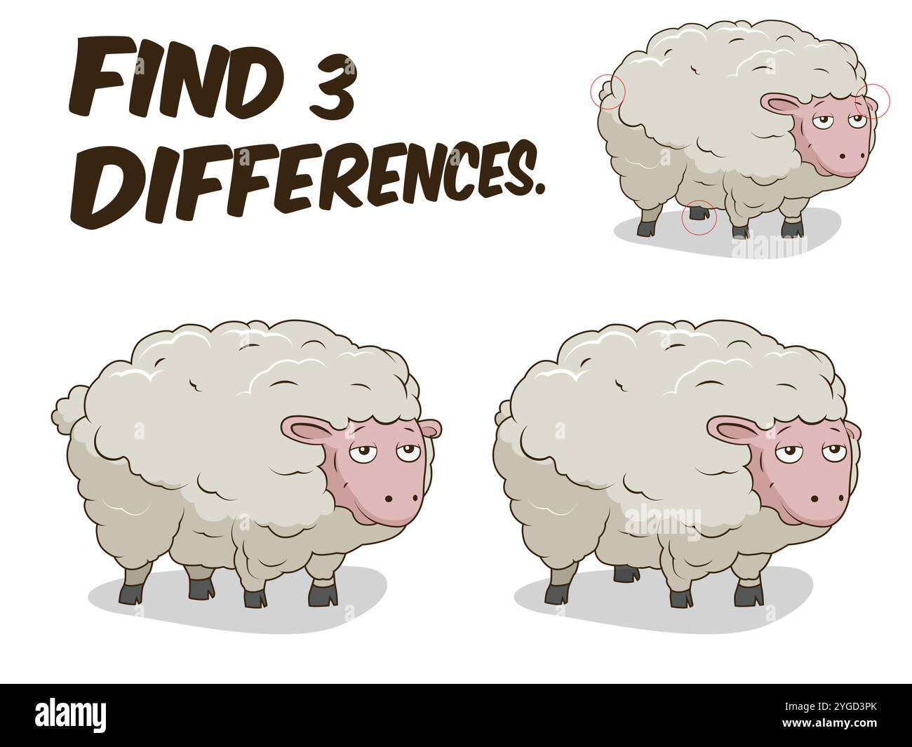Find differences game sheep vector illustration Stock Vector Image ...