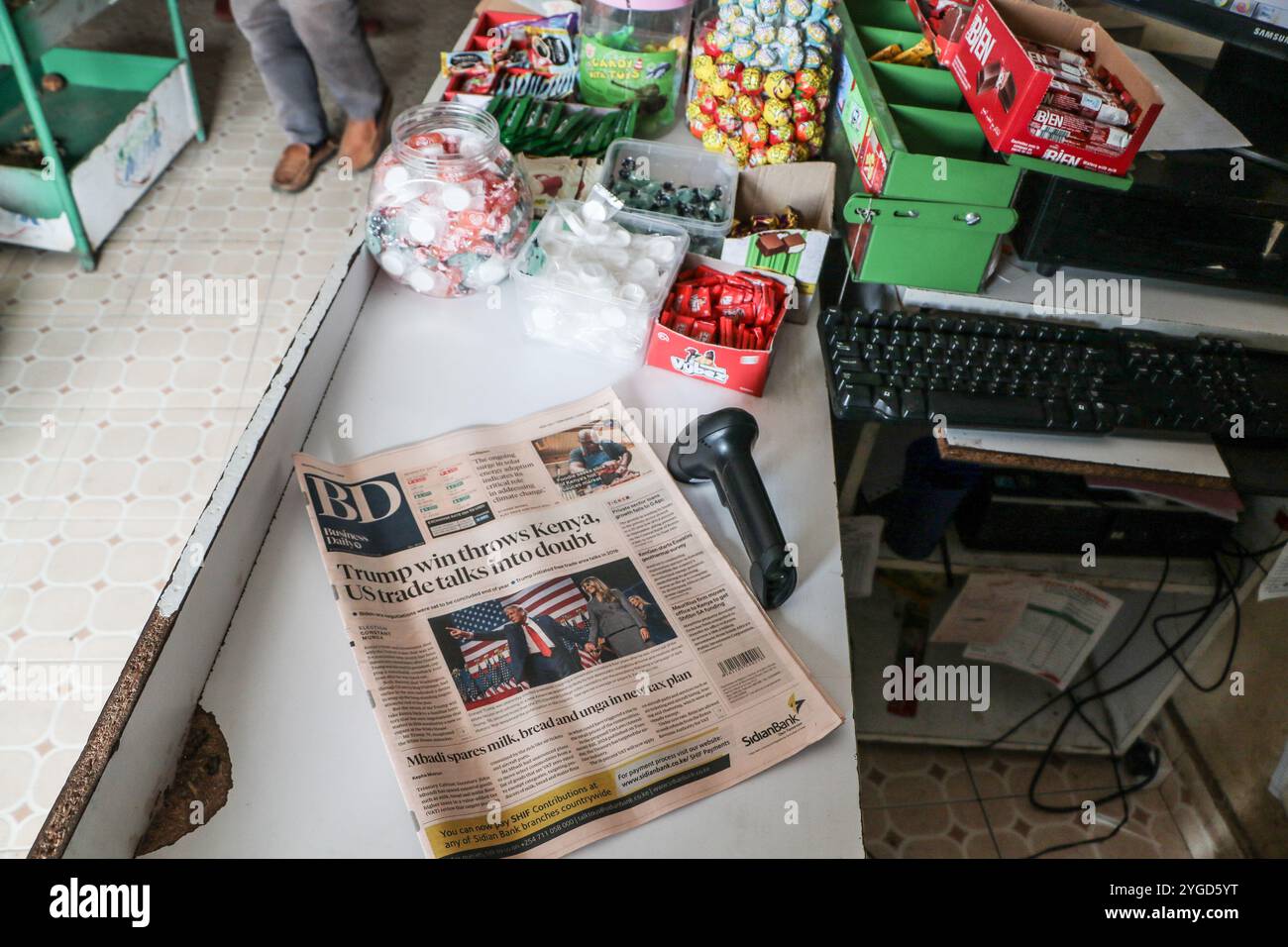 Nakuru, Kenya. 07th Nov, 2024. A newspaper featuring president elect ...