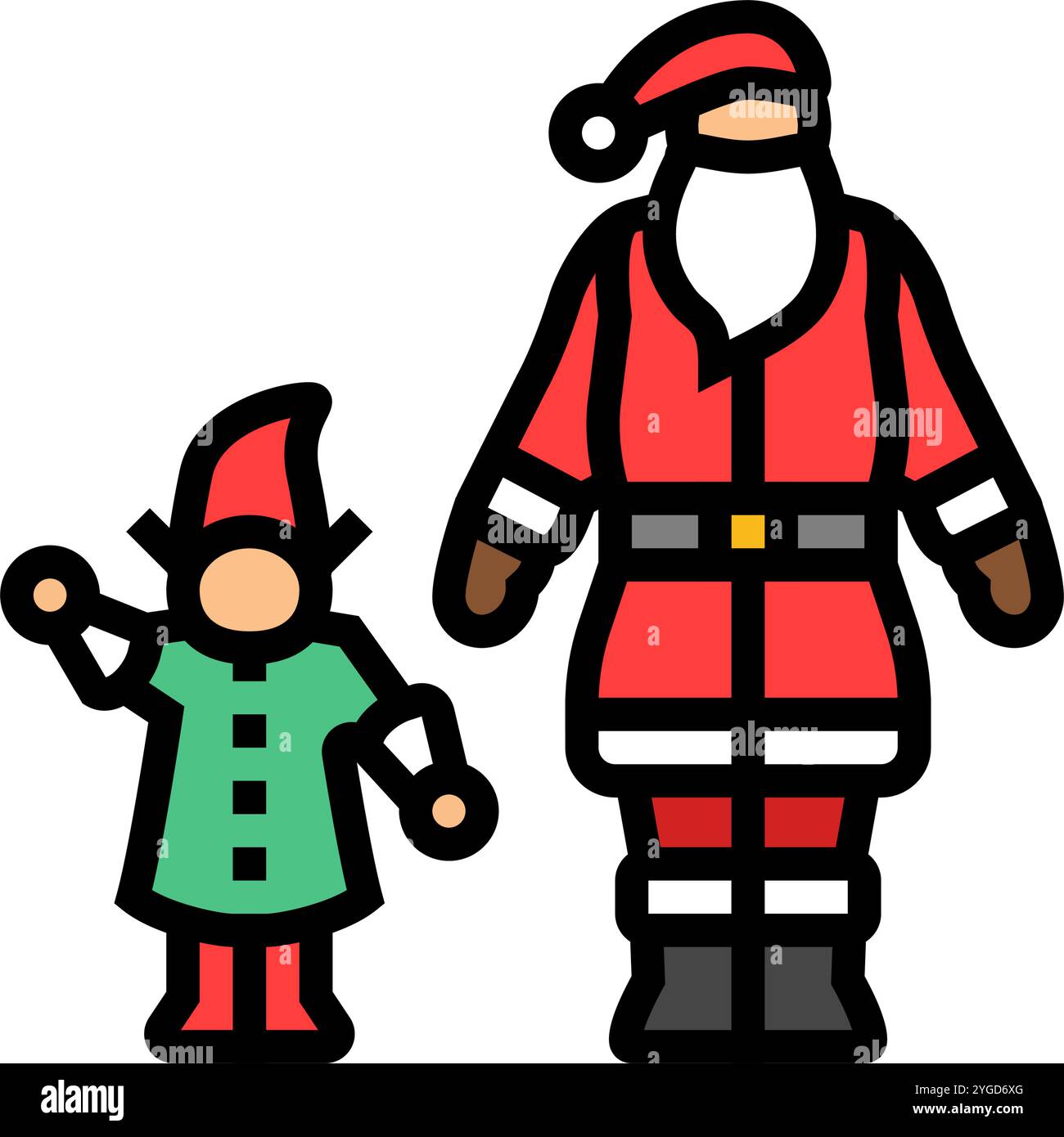 santa claus elves color icon vector illustration Stock Vector Image ...