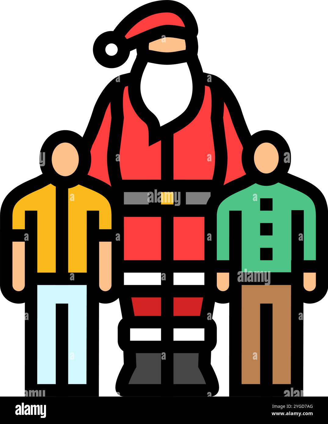 santa claus hugging children color icon vector illustration Stock ...