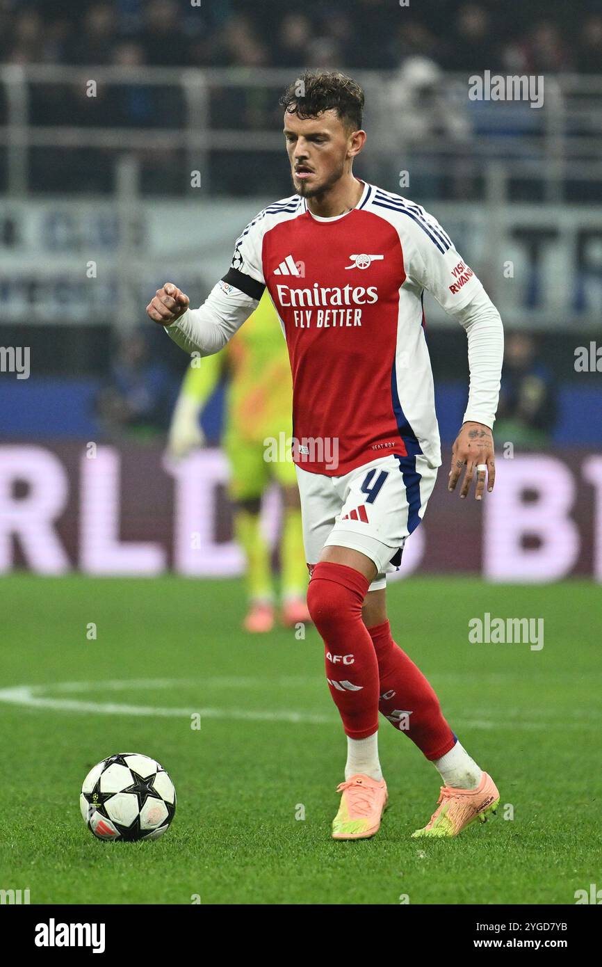 Ben White of Arsenal F.C. in action during the UEFA Champions League ...