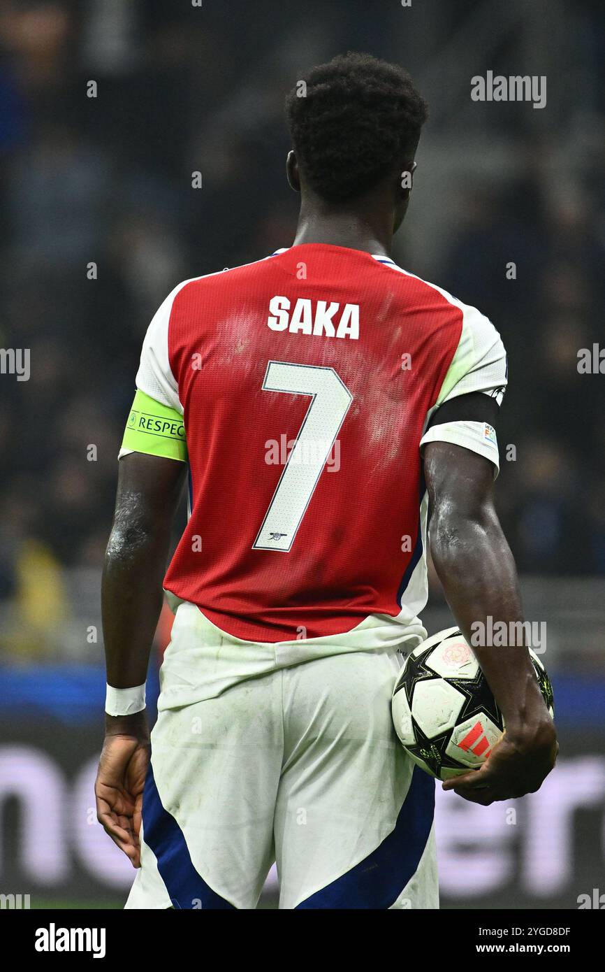 Bukayo Saka of Arsenal F.C. in action during the UEFA Champions League ...