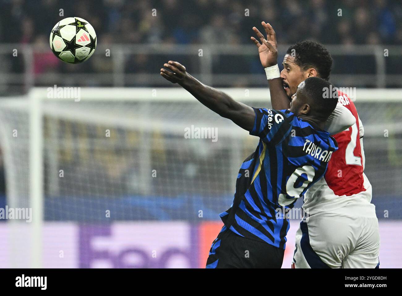 Marcus Thuram of F.C. Inter and William Saliba of Arsenal F.C. in ...