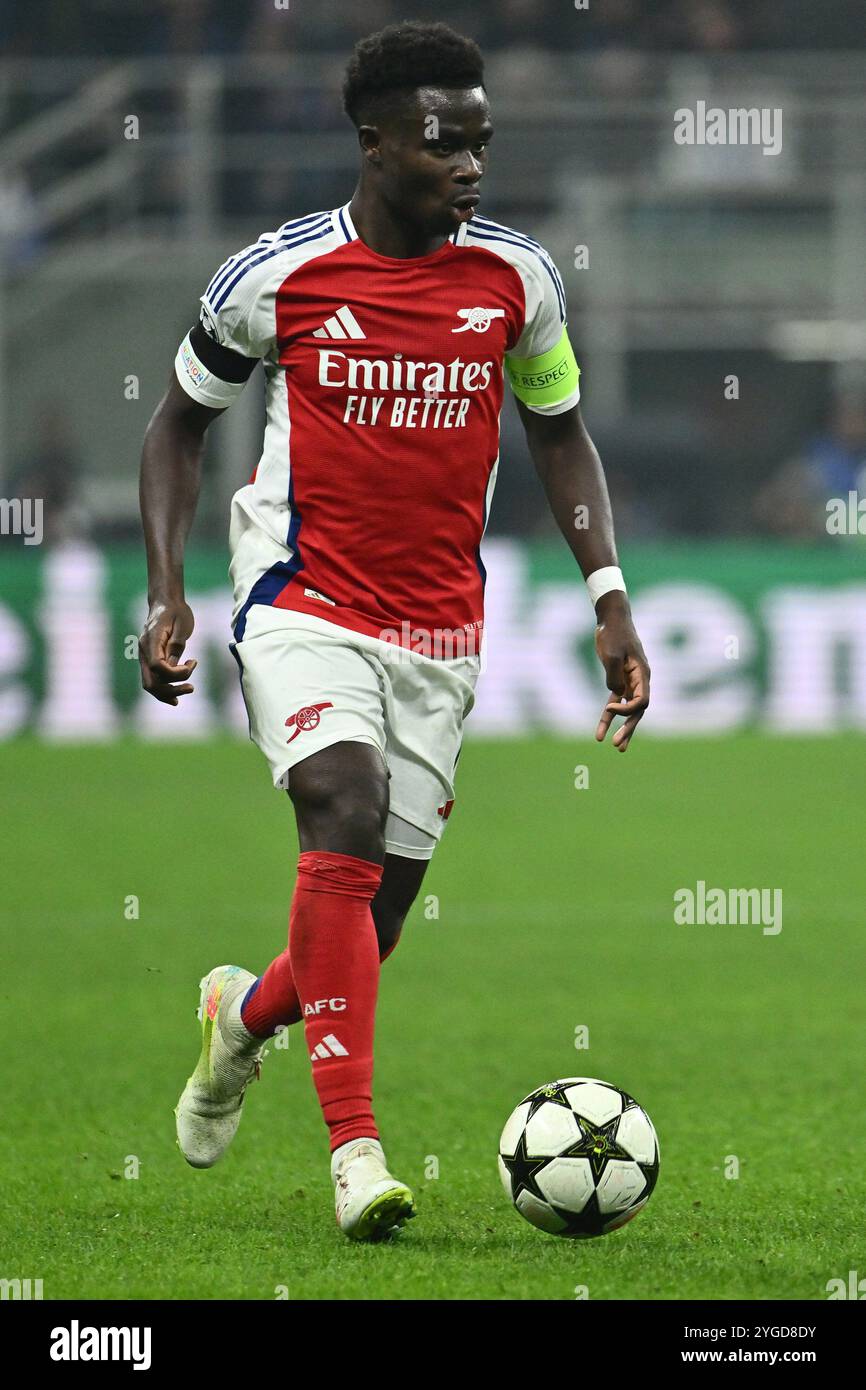 Bukayo Saka of Arsenal F.C. in action during the UEFA Champions League ...