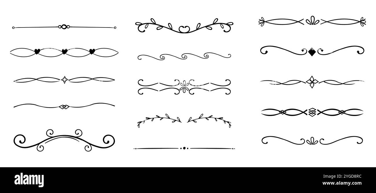 Swirl line divider, doodle decorative fancy ornament border, simple ...