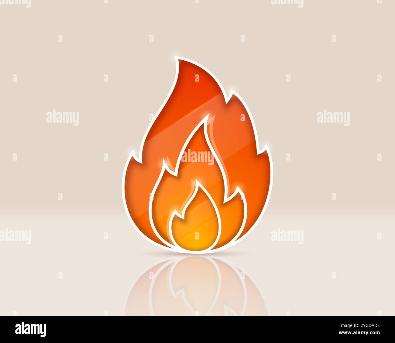 Fire flame in glass 3d minimalistic cartoon style. Vector illustration ...