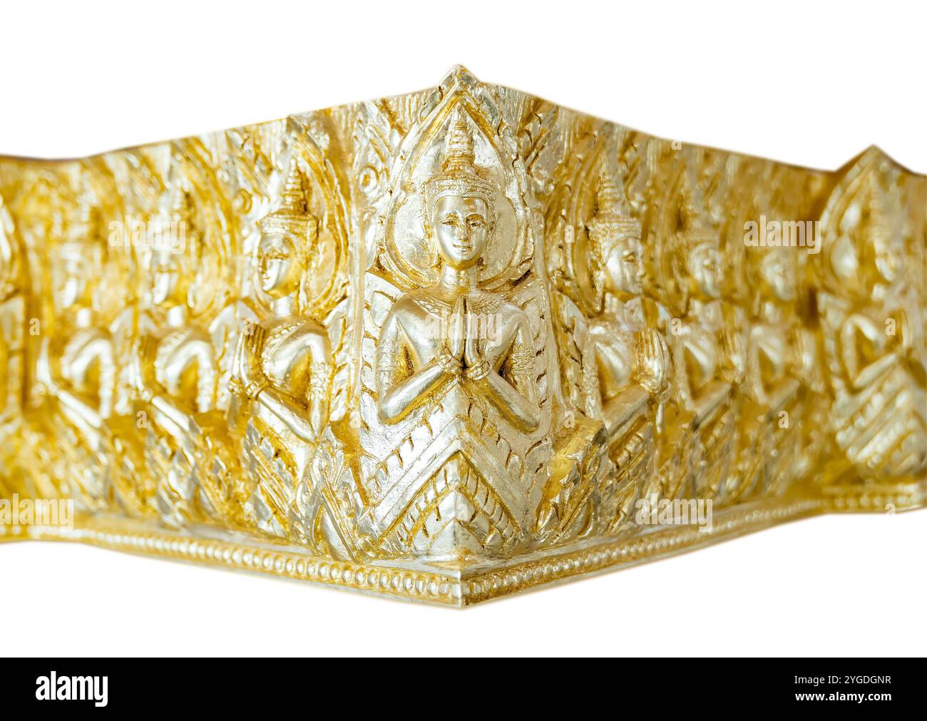 An bas-relief artwork featuring a gold colored Asian deity, located in ...