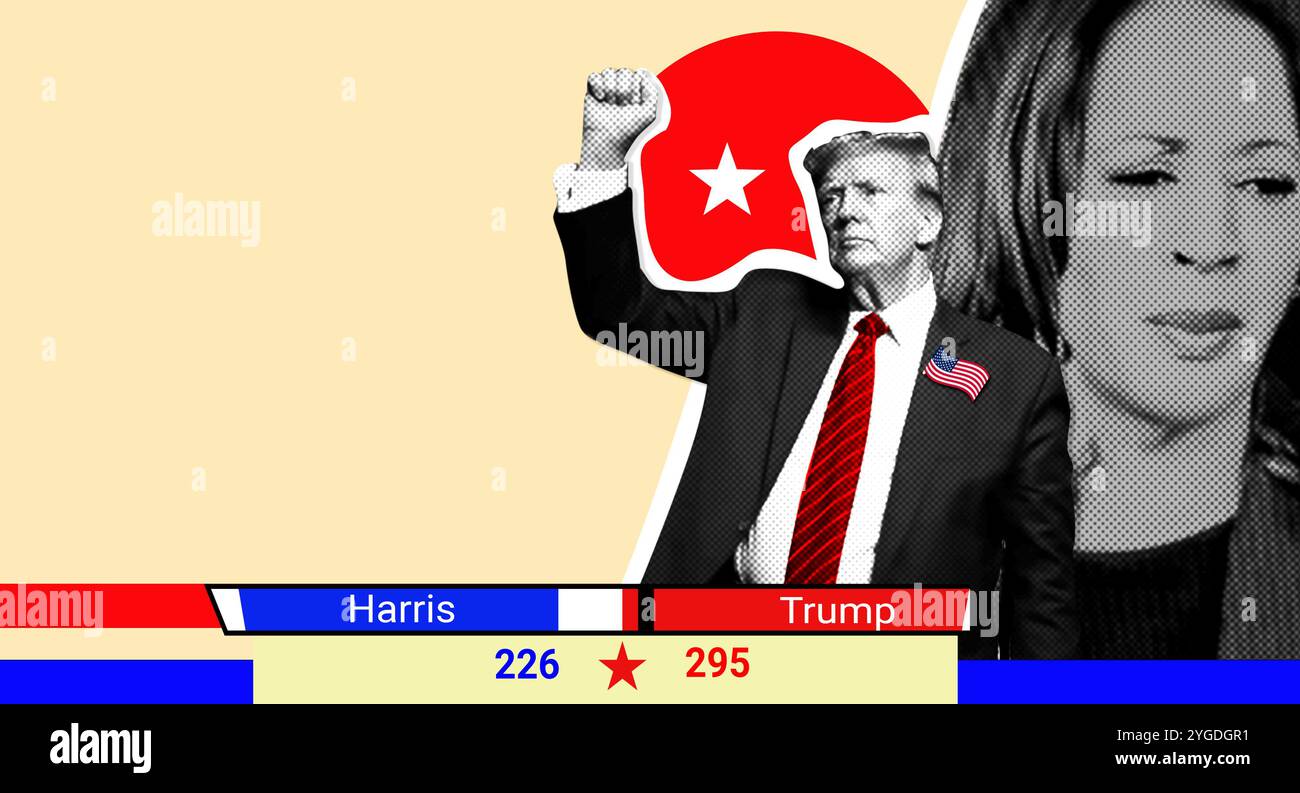 Portrait of Donald Trump and Kamala Harris. Illustrative photo collage ...