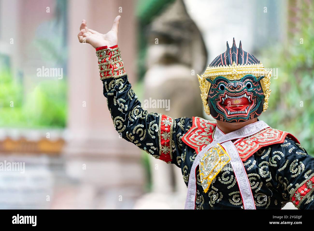 The performance of Thai traditional drama story Khon epic, Ramakien or Ramayana with Hanuman ...