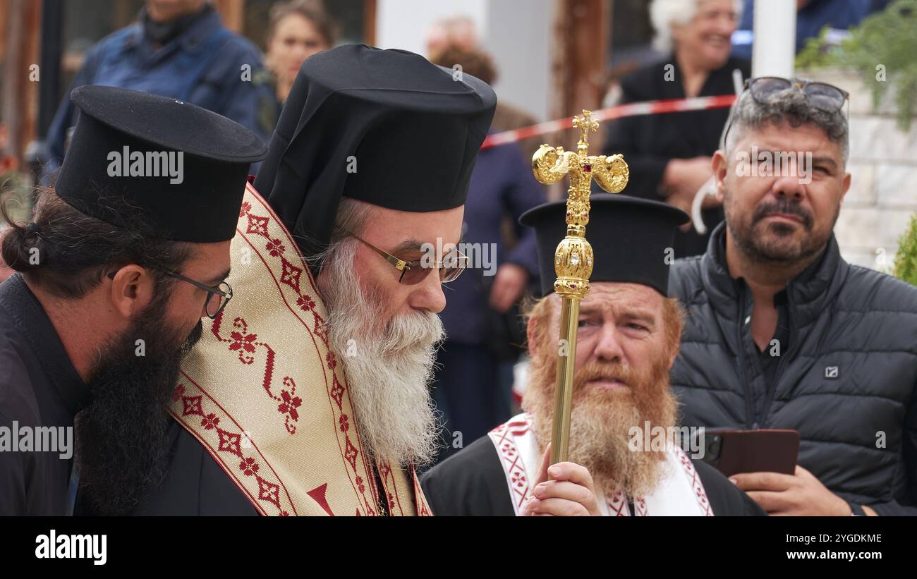 Archbishop Amphilochios, Orthodox priests during an outdoor religious ...