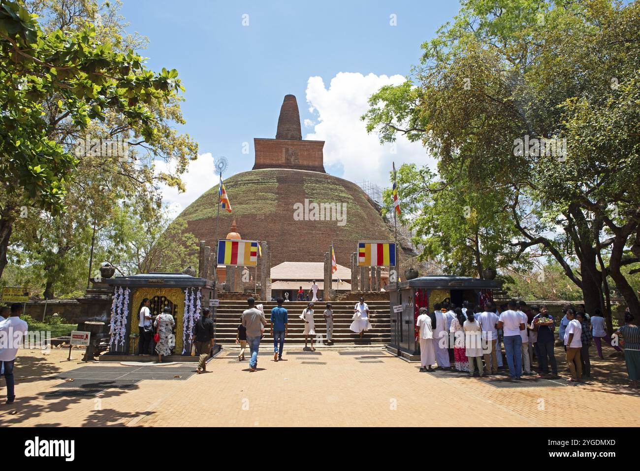 Sri Lankan pilgrims at the Abhayagiri Stupa in the holy city of ...