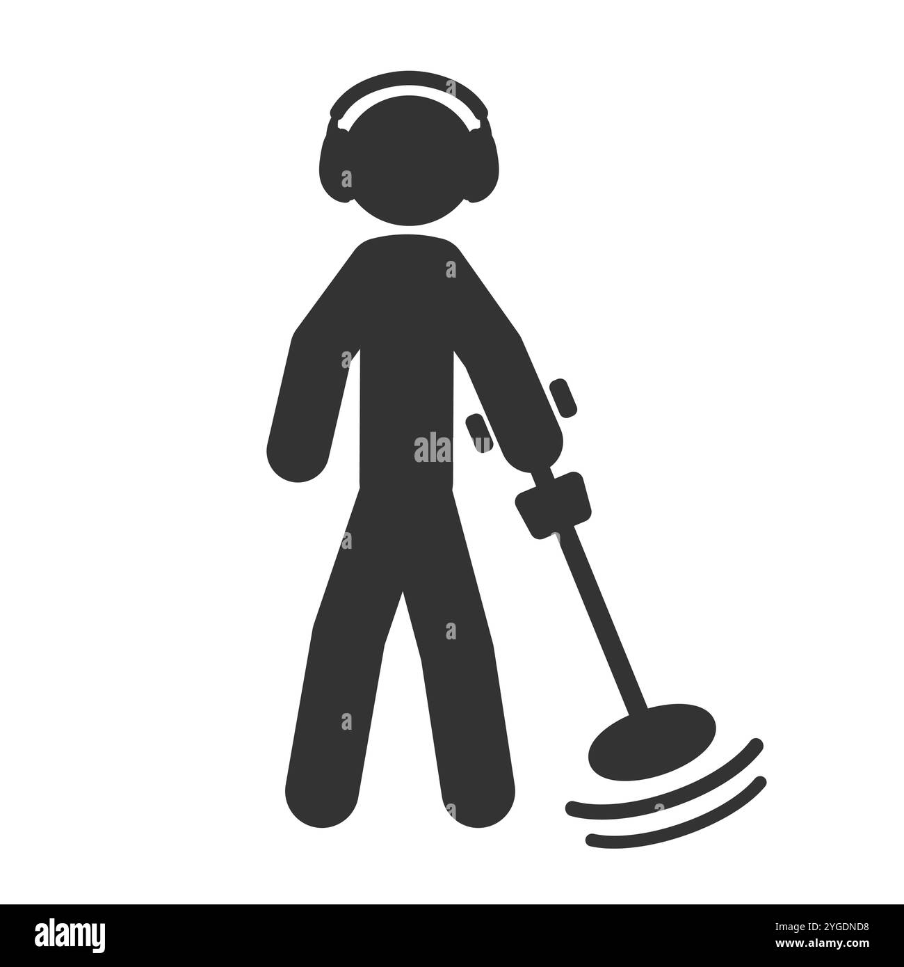Metal detector human figure icon symbol. Metal detecting logo sign ...