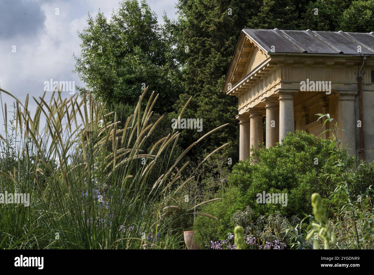 Mediterranean garden with neoclassical architecture, temple, Royal ...
