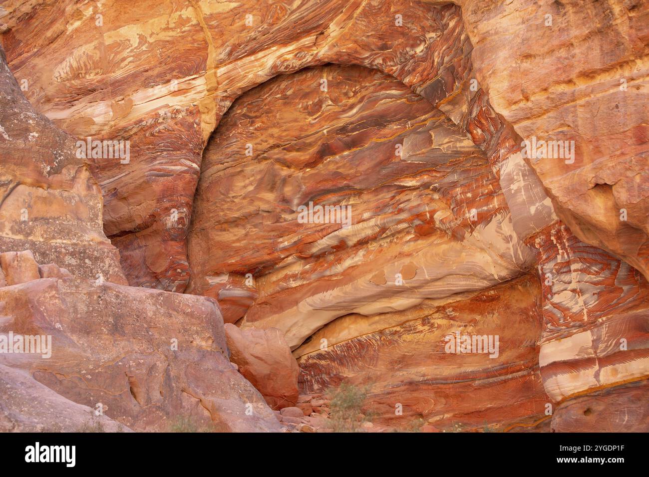 Multi-colored sandstone rock and mineral layers in ancient tombs of ...