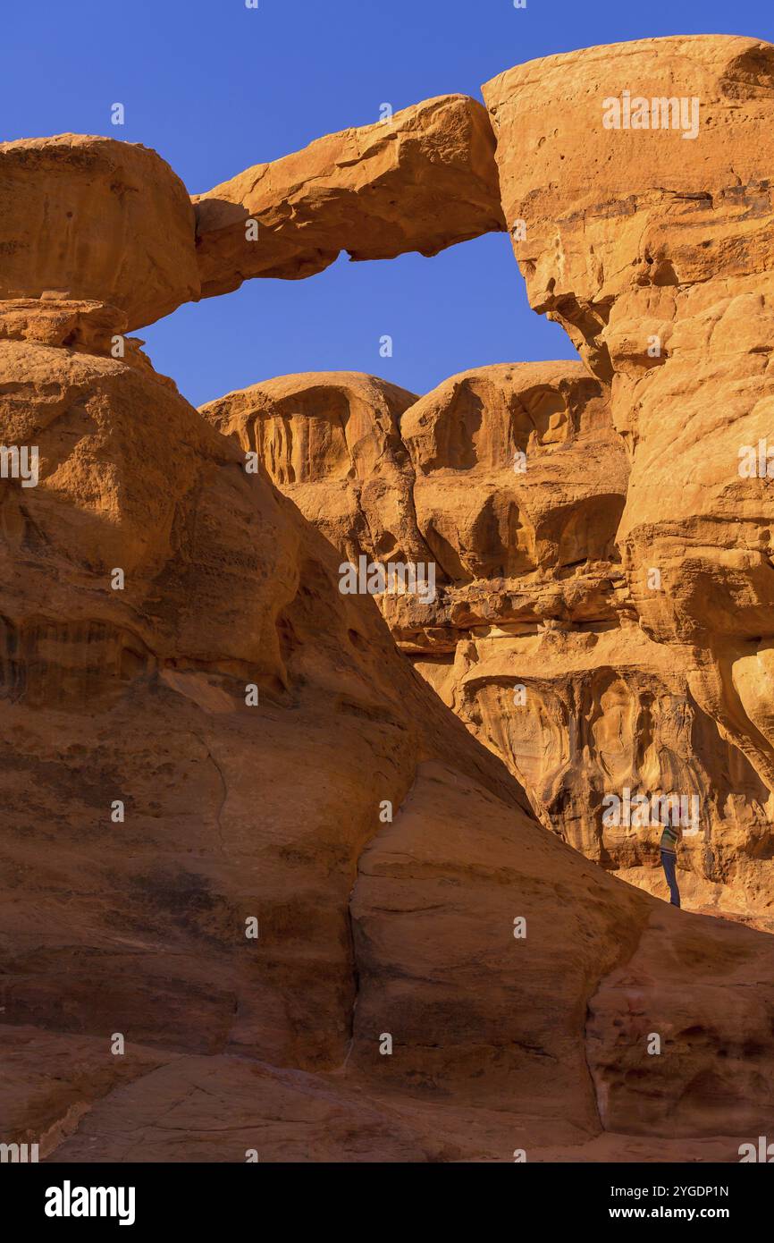Wadi Rum Desert, Jordan. Famous Um Frouth stone natural bridge arch ...