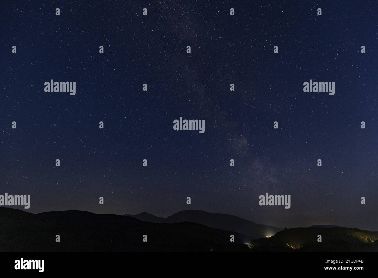 Milky Way, stars in the clear sky, Loch Linnhe, Inchree, Highlands ...