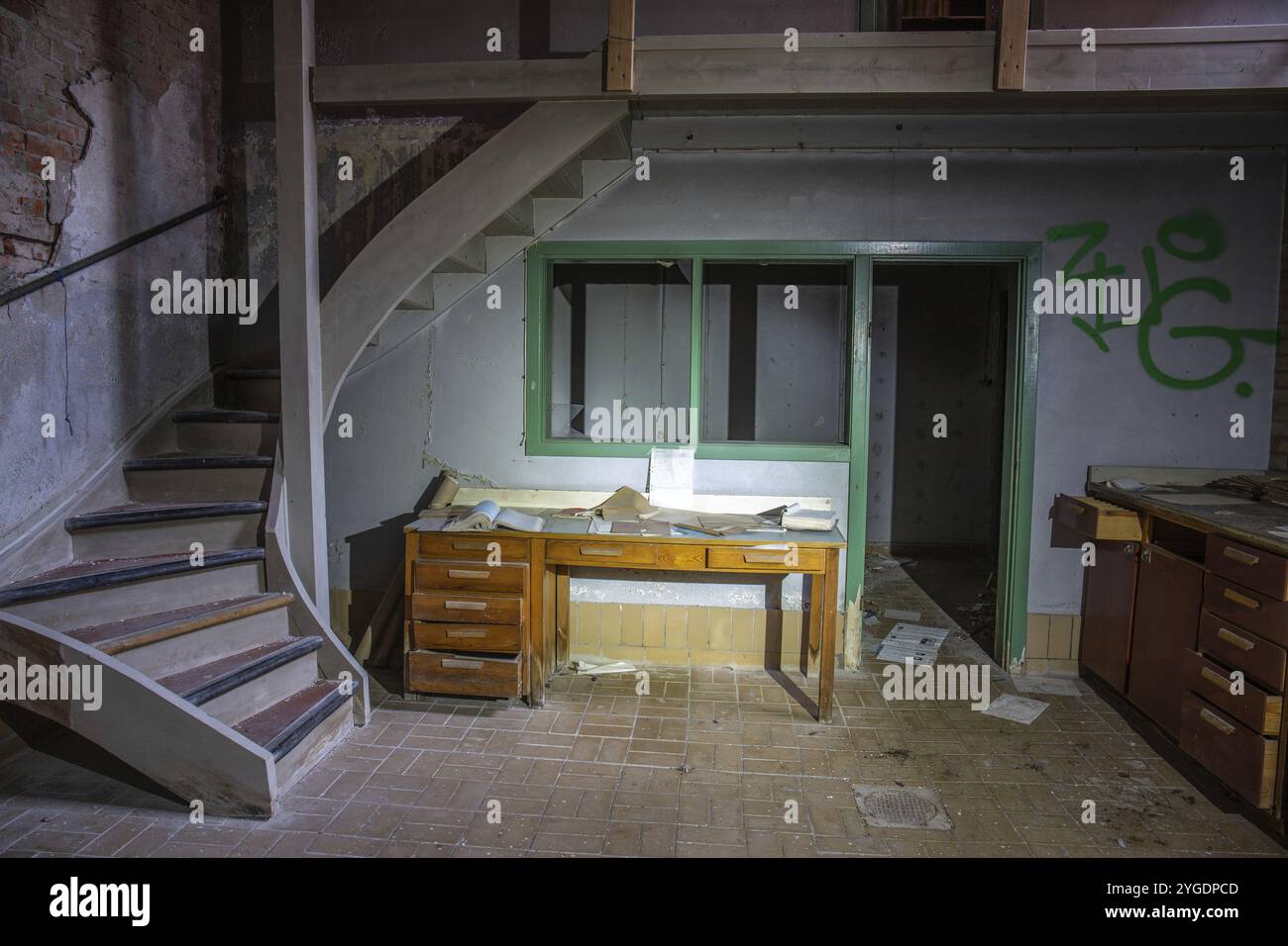 Old abandoned paper factory. Historic and typical factory building as a ...