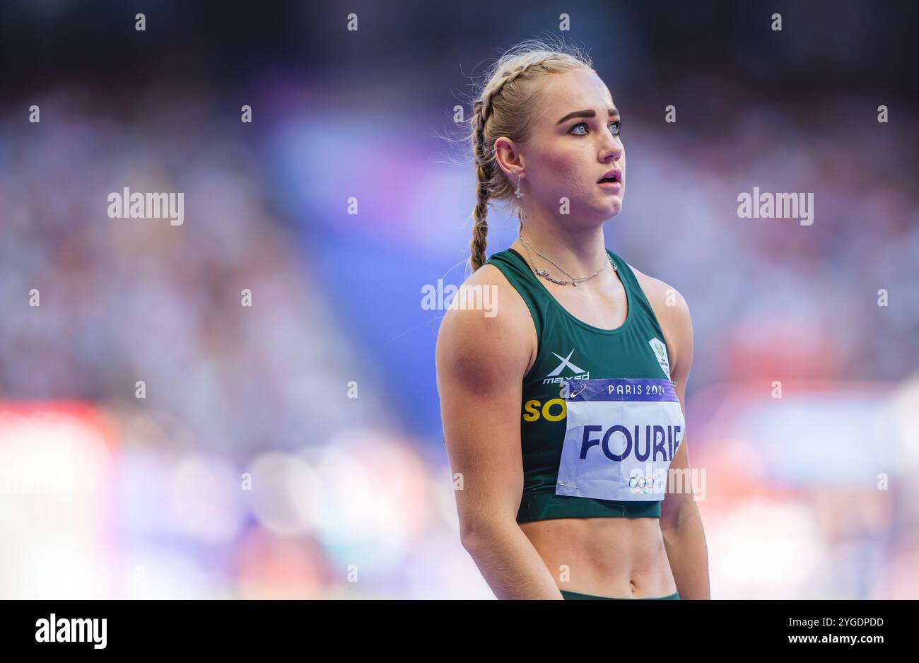 Marione Fourie participating in the 100 meters hurdles at the Paris ...