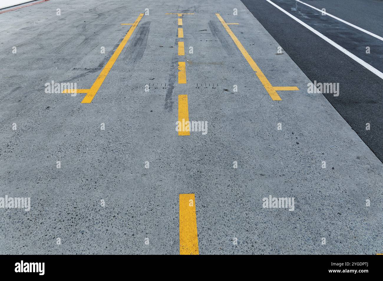 Track markings, pit stop lines, F1 Grand Prix Racetrack, Montreal ...