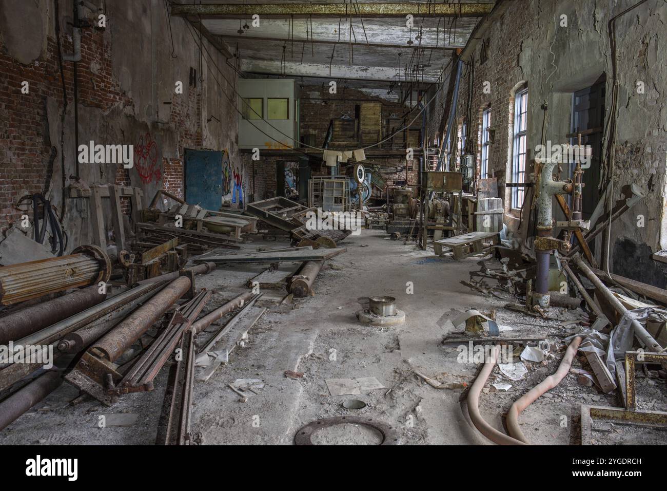 Old abandoned paper factory. Historic and typical factory building as a ...