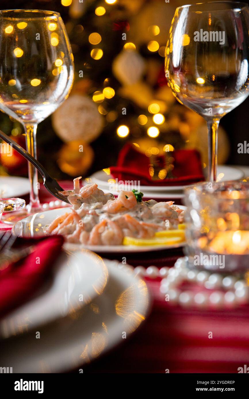Festive fish table with Skagen salad - traditional Swedish starter dish ...