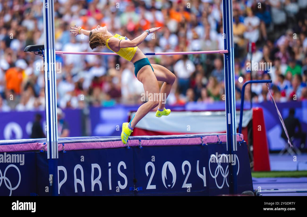 Camryn Newton-Smith participating in the high jump at the Paris 2024 Olympic Games Stock Photo ...