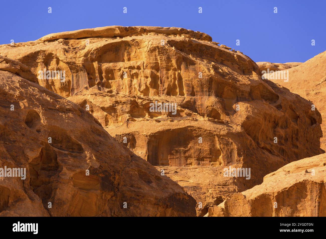 Wadi Rum, Jordan beautiful view of mountain sandstone rocks close-up ...