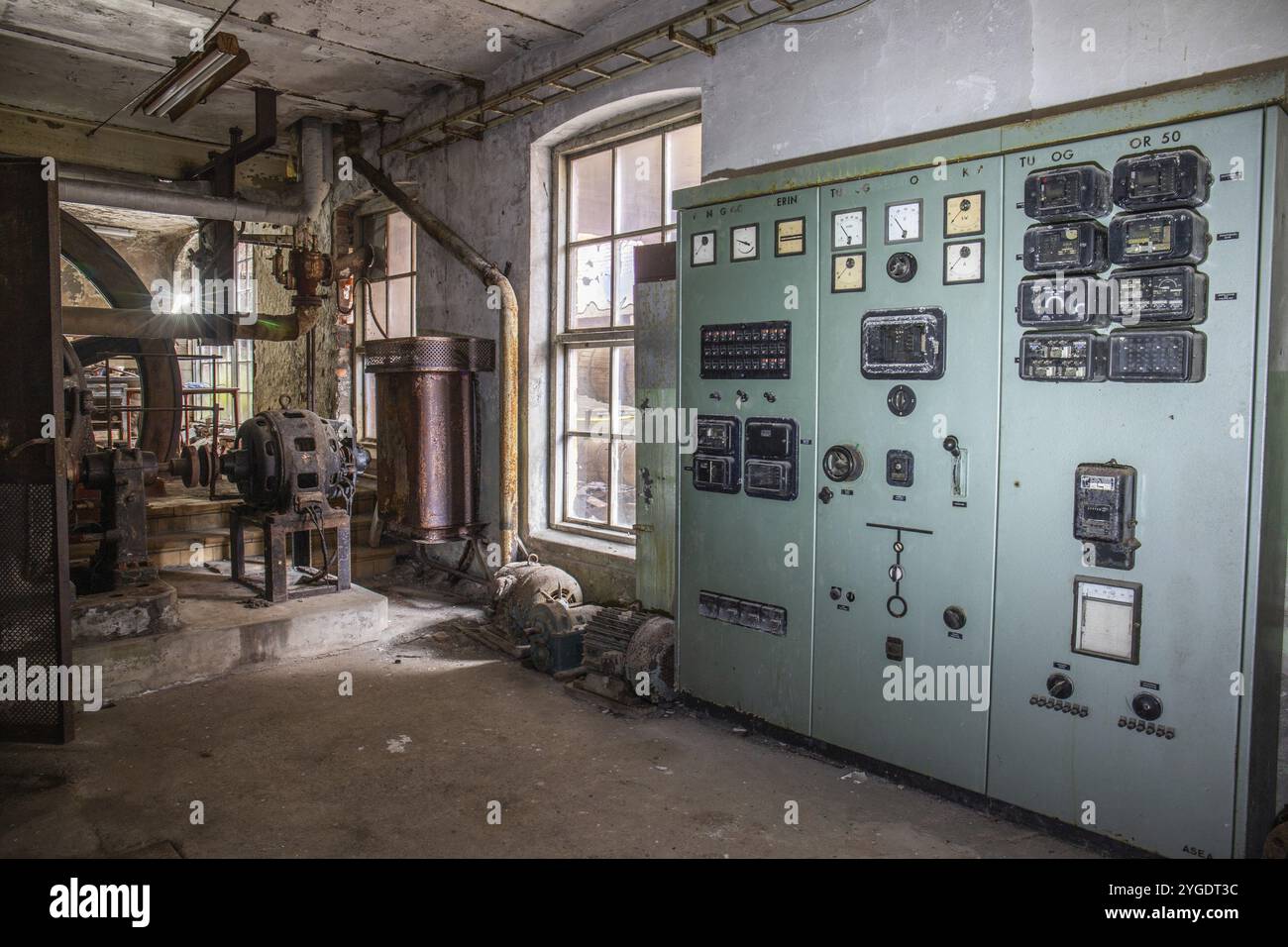 Old abandoned paper factory. Historic and typical factory building as a ...