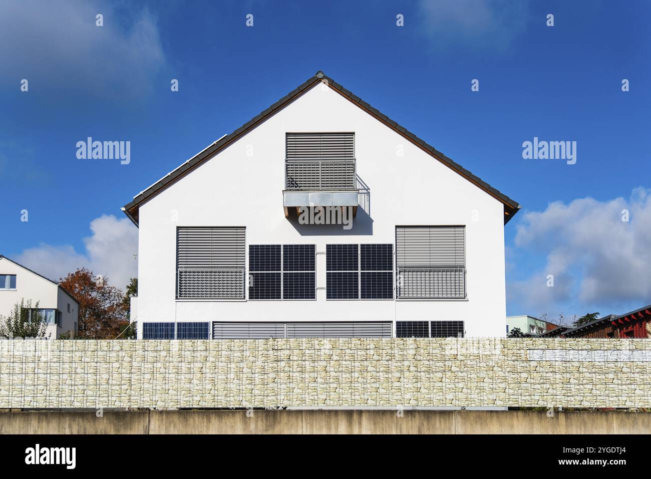 Solar panels on the wall of a detached house in Aachen, Germany, Europe ...